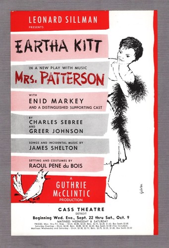 Eartha Kitt "MRS. PATTERSON" Enid Markey / Helen Dowdy 1954 Detroit ...