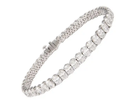 Wonderful Oval Link Design with White Cubic Zirconia Men's Tennis ...
