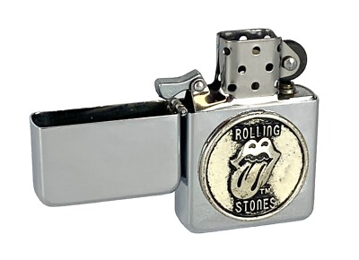 Rolling Stones Hot Lips Pewter Flip Top Chrome Oil Lighter Wind ...