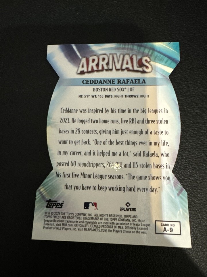 CEDANNE RAFAELA 2024 TOPPS FINEST ARRIVALS RC BOSTON RED SOX #A-9 | eBay
