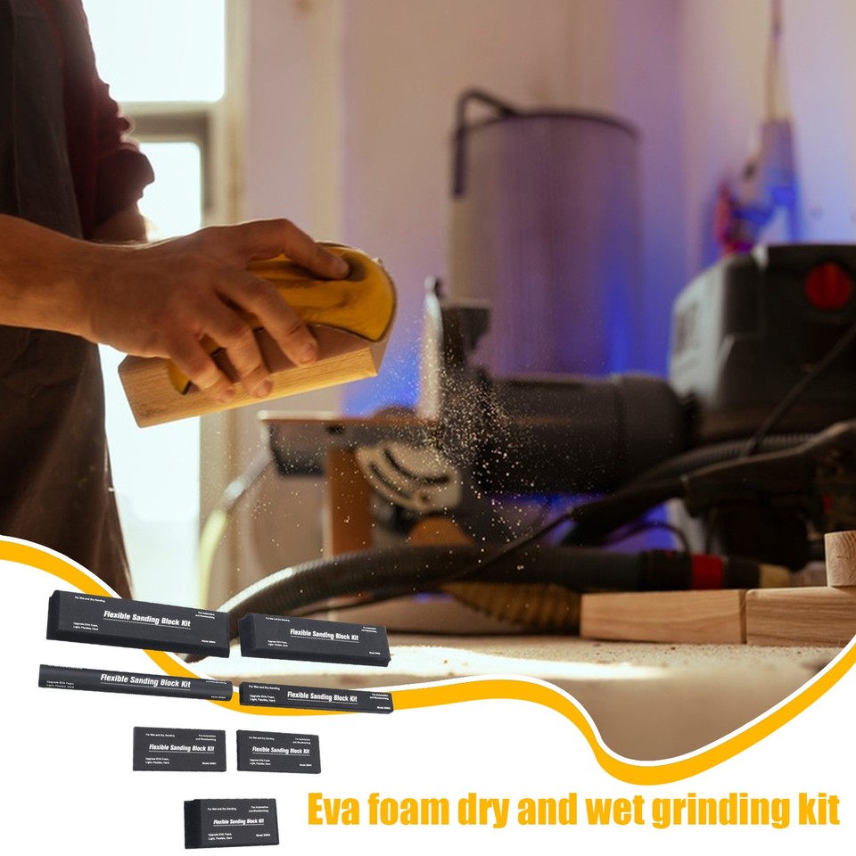 7PCS Flexible EVA Foam Wet Or Dry Autobody Sanding Blocks Kit For ...