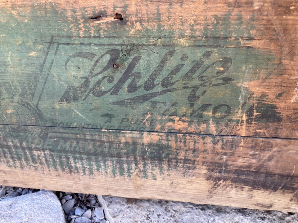 Large Vintage Wooden Beer Crate Schlitz Milwaukee Wisconsin Brewing