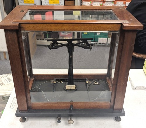 Schaar & Company Chicago Apothecary Scale Wood Glass Balance Antique ...