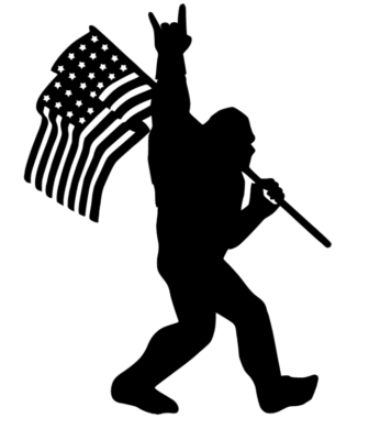 Sasquatch Bigfoot Rock On Flag Funny DieCut Vinyl Window Decal Sticker ...