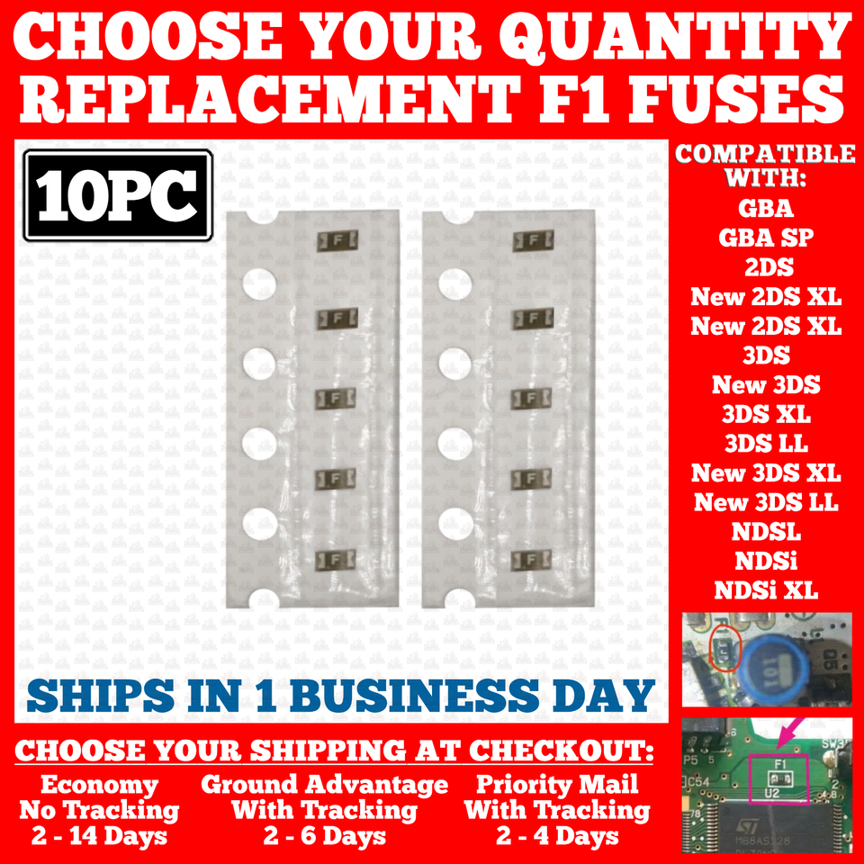 F1 Fuse For Nintendo GBA/SP/DS/Lite/New/3DS/2DS/DSI/XL/LL/PSP Circuit ...