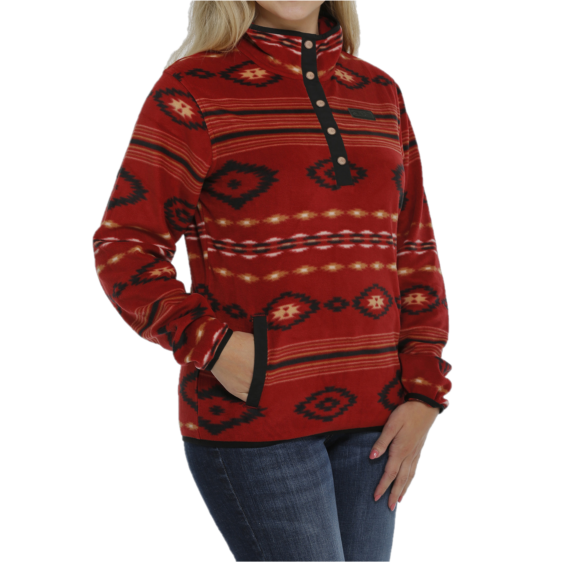 Cinch® Ladies Red Aztec Printed Fleece Pullover MAK9820008 | eBay