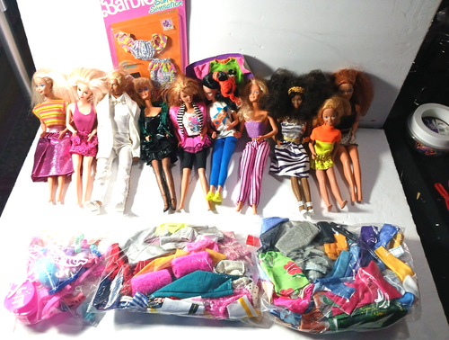 80s barbie lot/ 11 pre-loved Barbie dolls and over 50 extra pieces of ...