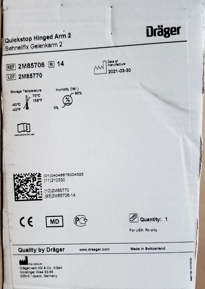 ONE NEW IN BOX Drager Hinged Arm Quickstop 2 2M85706 ! 2 AVAILABLE C | eBay