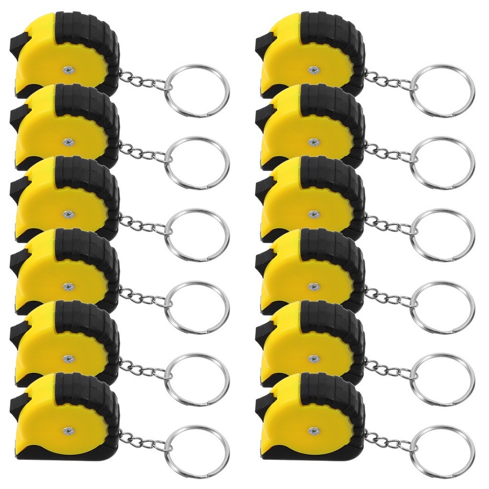 12 Pcs Key Chain Tape Measure Mini Measuring Keychain Metal Retractable ...
