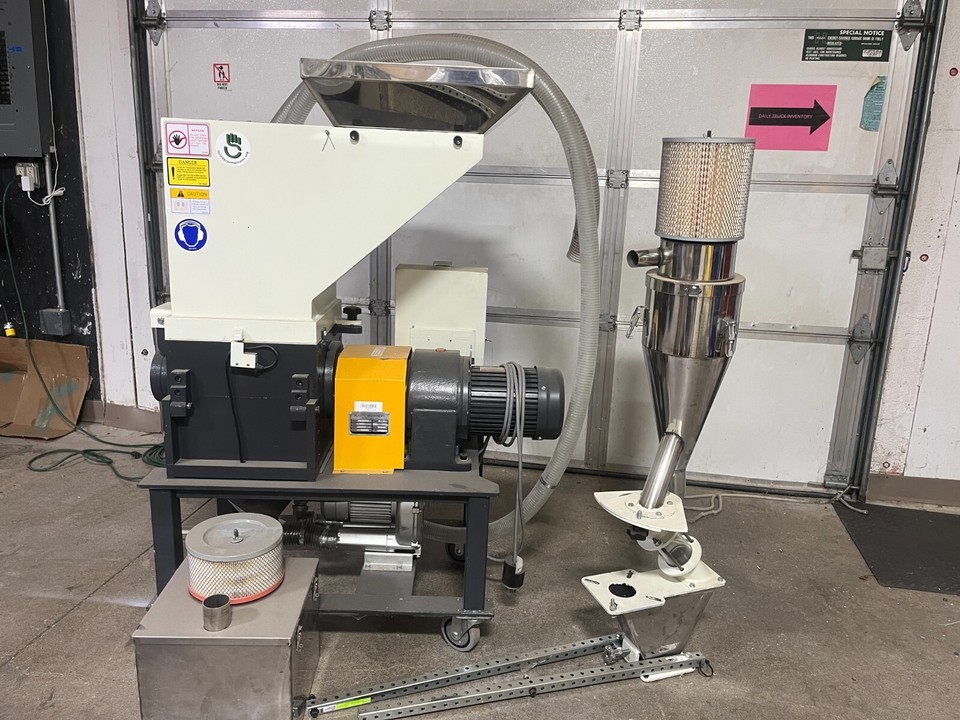 PLASTIC GRANULATOR – 2HP SLOWSPEED + DUST COLLECTION SYSTEM | eBay