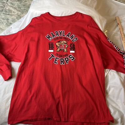 Maryland Terps Men Sz 3XL Champion Authentic Red L/S NCAA Turtles ...