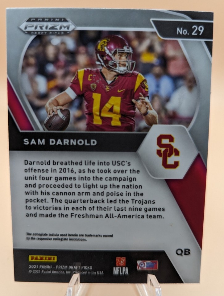 2021 Panini Prizm Draft Picks Sam Darnold football card #29 USC Trojans ...