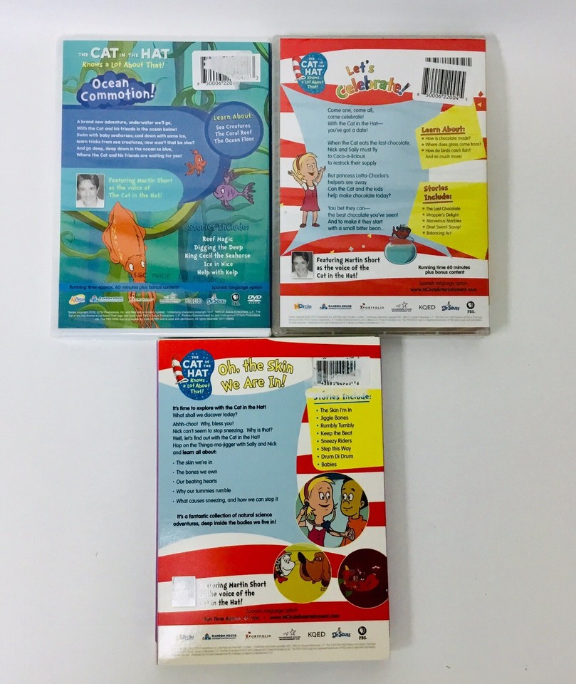 3-DVD’s The Cat In The Hat - Ocean Commotion - Let’s Celebrate - Oh The ...