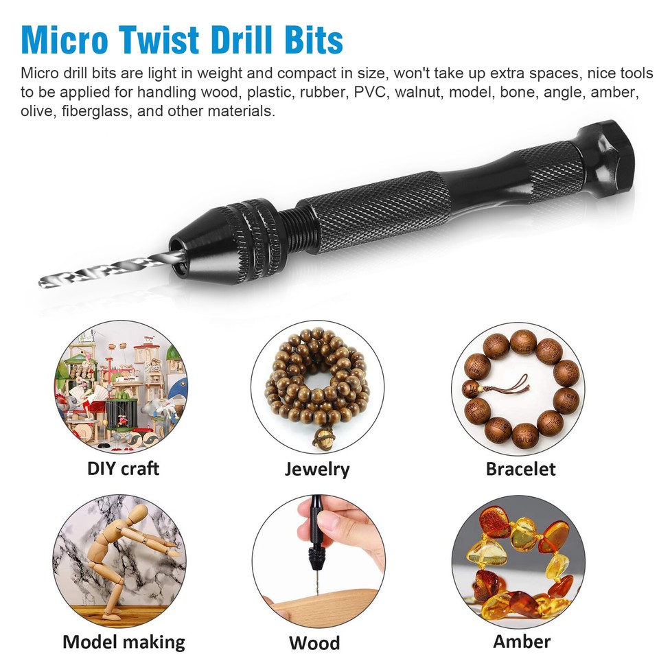 26Pcs Mini Micro Hand Drill Bits Set Small Manual Keyless Chuck Pin ...