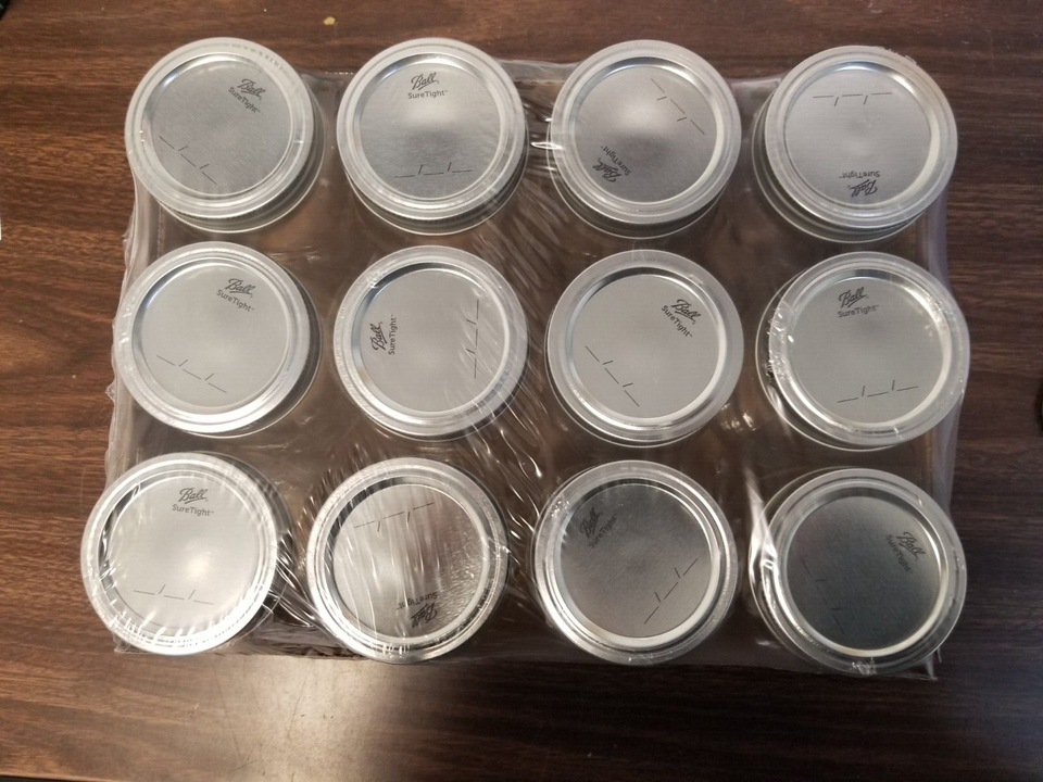 (ONE DOZEN) MASON JARS, PINT, 16 oz JARS, REGULAR MOUTH, 5 1/4" TALL ...