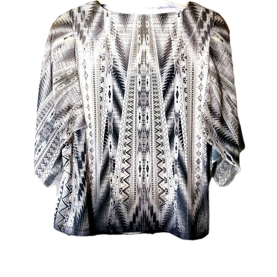 Unity World Wear Plus Size 2X Black Gray White Aztec Stretch Tunic ...