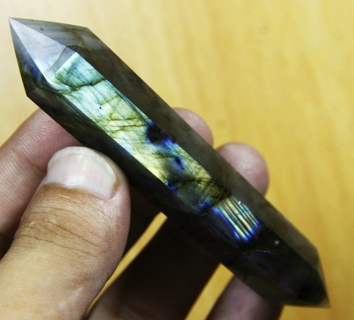 56g HIGH GRADE NATURAL Labradorite ORE / Fire DOUBLE-END WAND GEM ...
