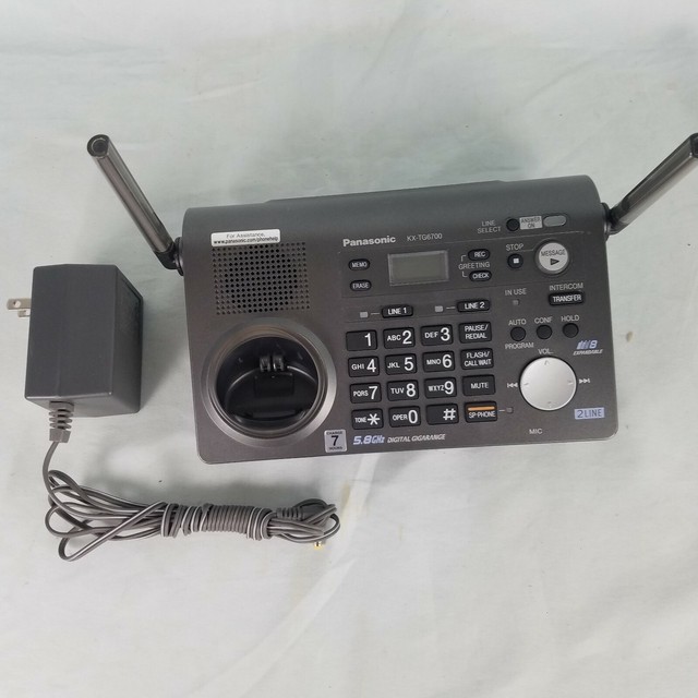 Panasonic Kx-tg6700 Wireless Cordless Digital Phone 5.8 GHz Base 2 ...