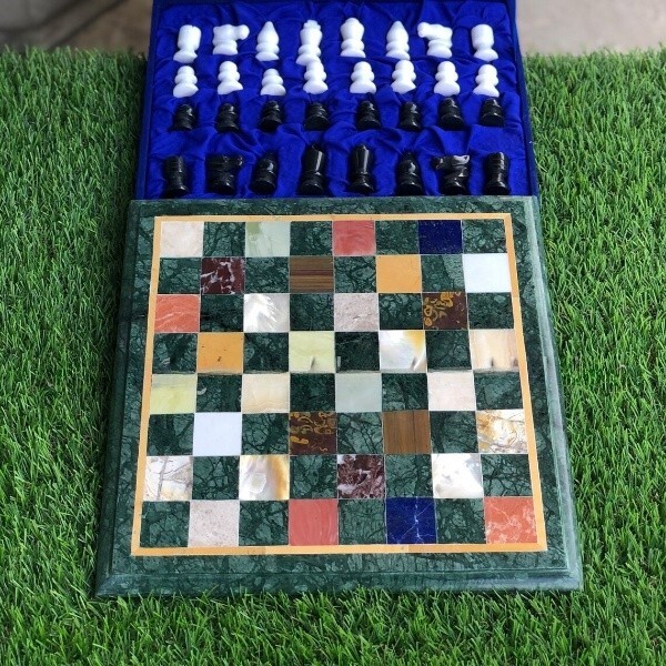 Collectible Green Marble Chess Board Game Set Table Christmas Gifts For ...