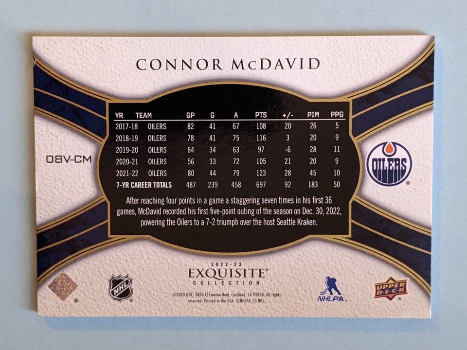 2022-23 Black Diamond Exquisite '08-09 Retro Gold Conner McDavid #34/99 ...