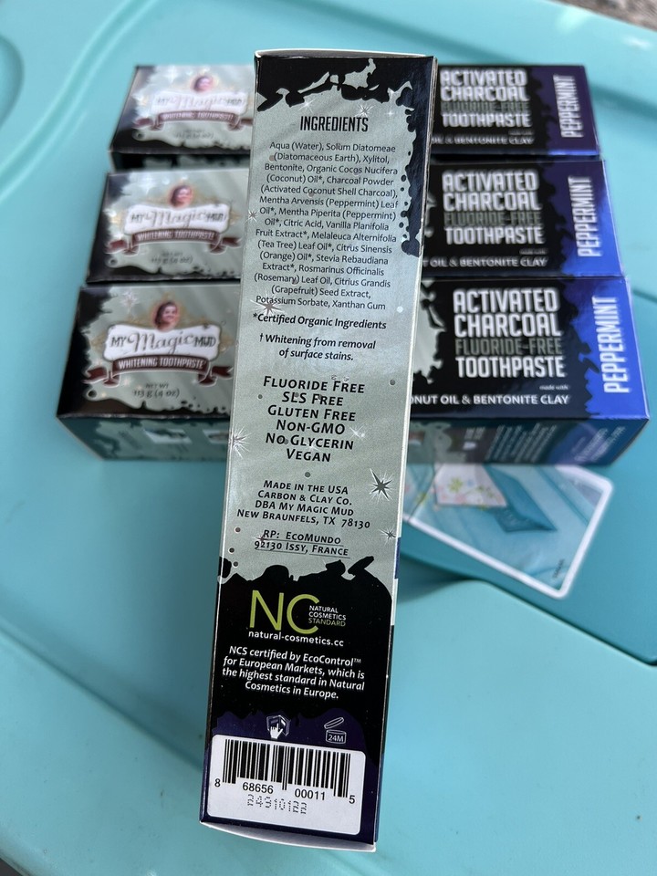 12- Pk My Magic Mud Charcoal Fluoride-Free Whitening Toothpaste Vegan ...