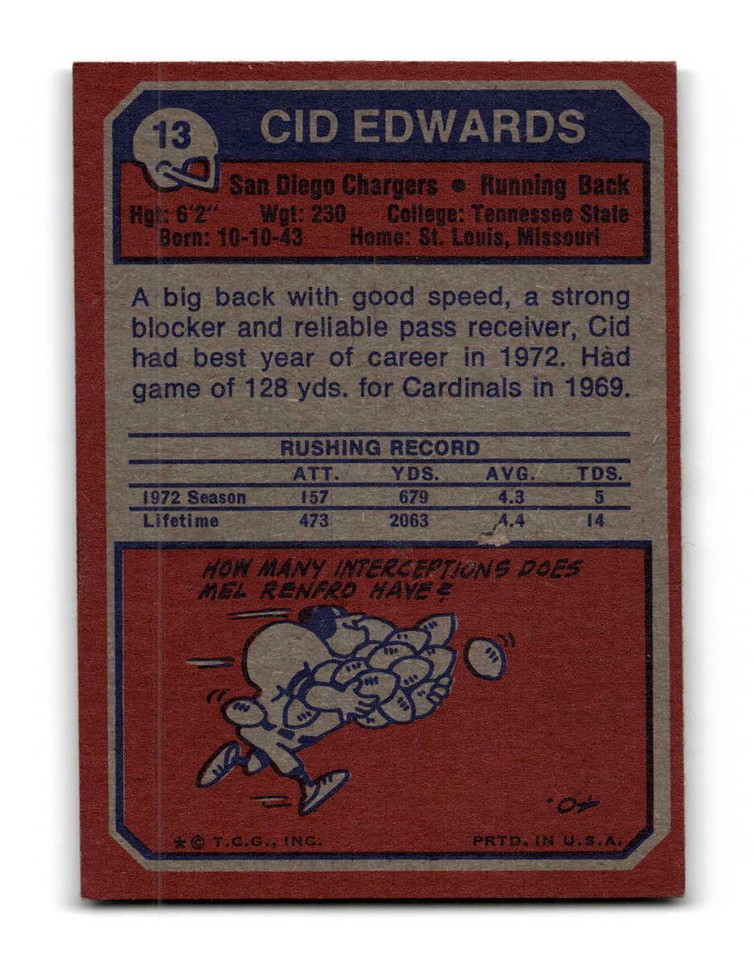 1973 Topps Cid Edwards RC 13 | eBay