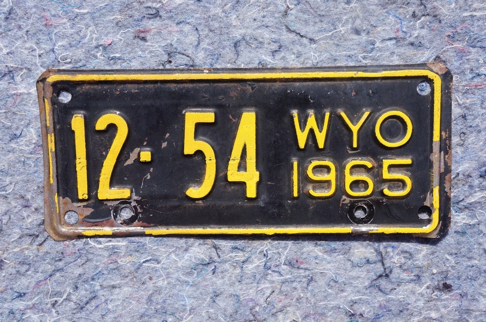 1965 Wyoming MOTORCYCLE License Plate # 12 - 54 | eBay