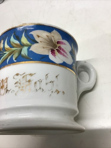 Antique Shaving Mug -GM Gohl- Worn Away In Gold Pink Floral Decorations ...