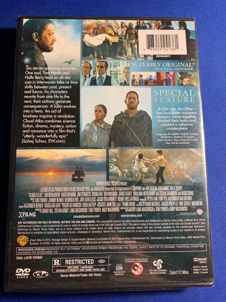 Cloud Atlas (DVD) w/Tom Hanks………..widescreen……….BRAND NEW & SEALED ...