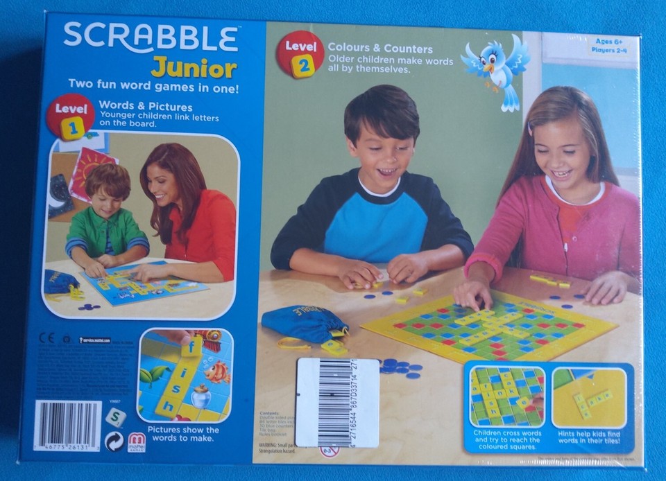SCRABBLE JUNIOR Board Game | Mattel Games | 2 Sided Board | Brand New ...