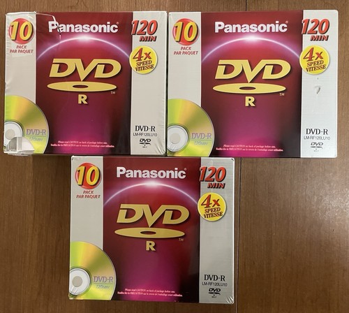 NEW Panasonic DVD-R 120 Minutes 4.7GB 4X Speed 10 Pack LM-RF120LU10 ...