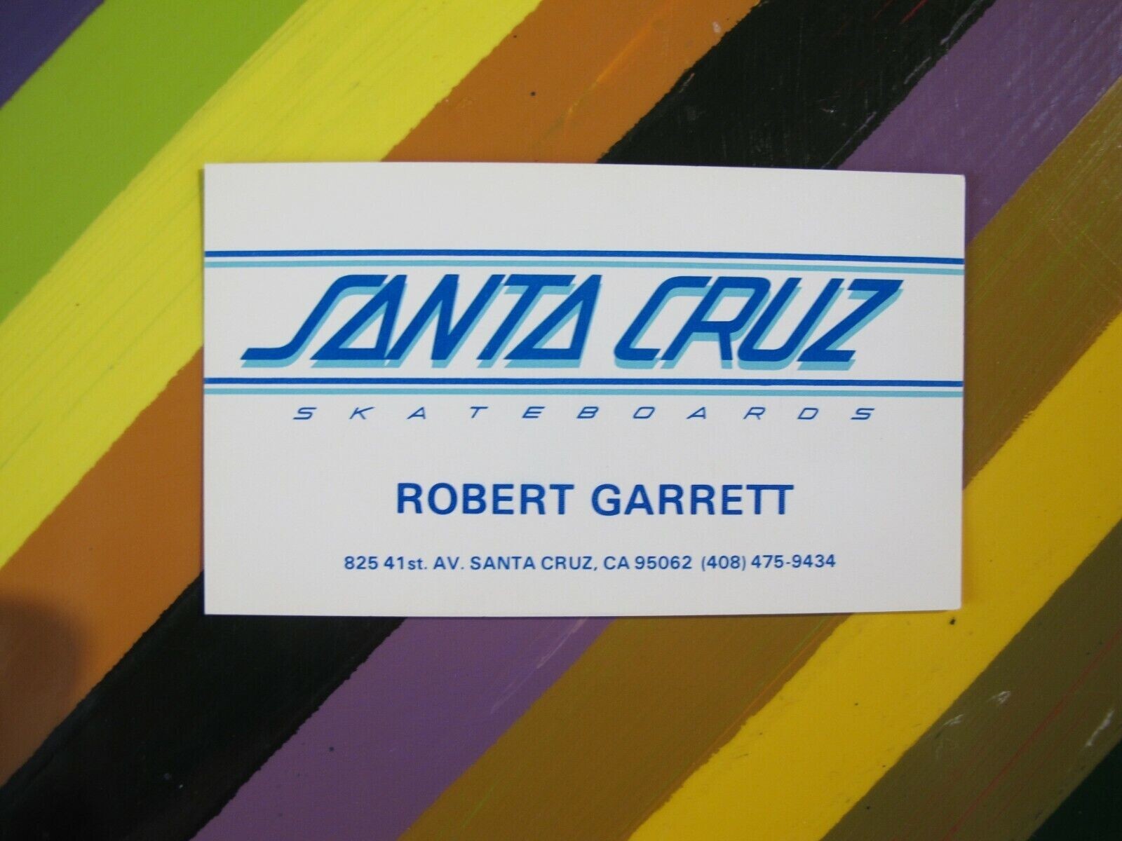 vtg 1970s Skateboard co. business card Santa Cruz Robert Garrett | eBay
