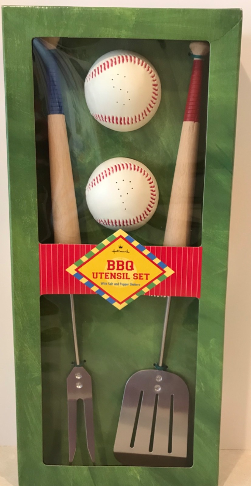 Hallmark Baseball Themed Barbeque Utensil Set With Salt and Pepper ...