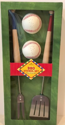 Hallmark Baseball Themed Barbeque Utensil Set With Salt and Pepper ...