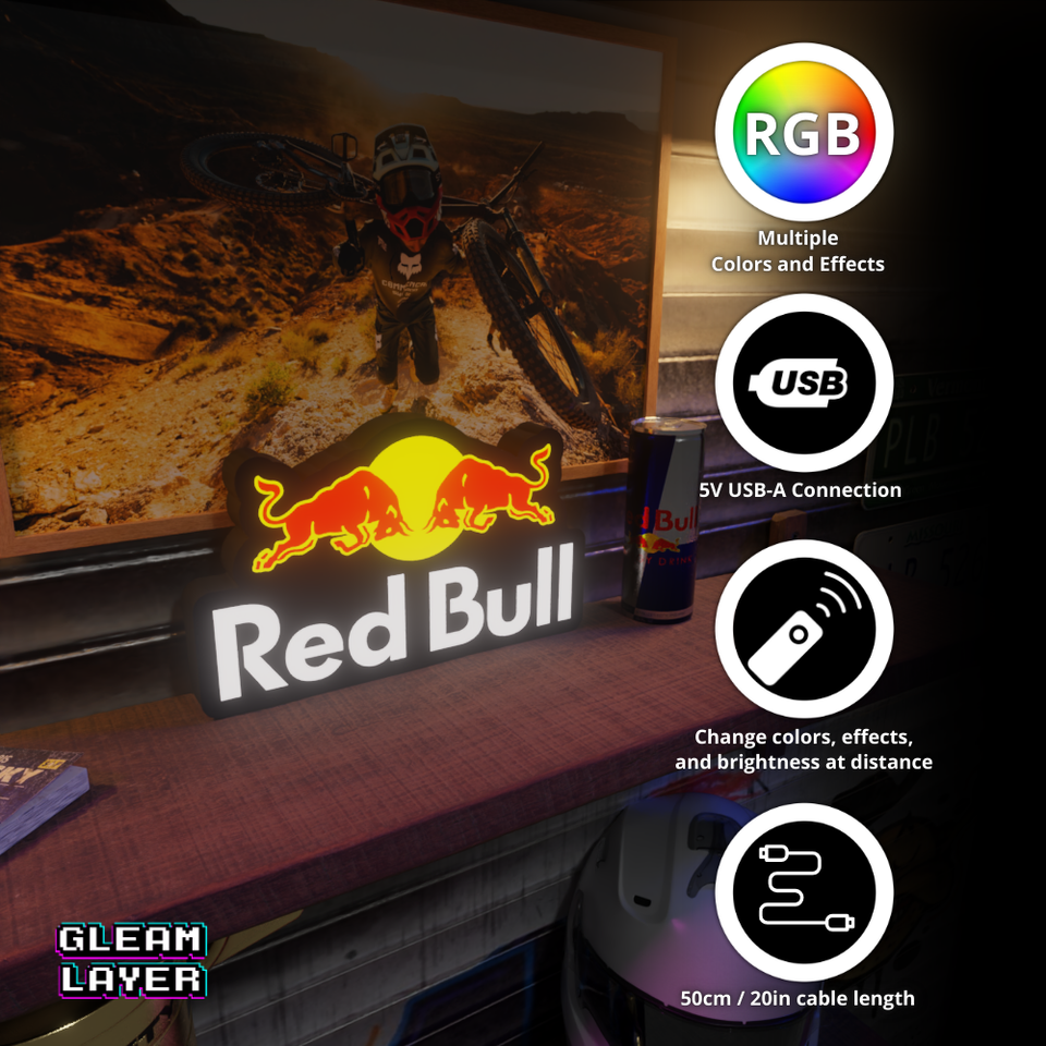 Red Bull Energy Drink Led Lightbox Rgb Light Sign | eBay