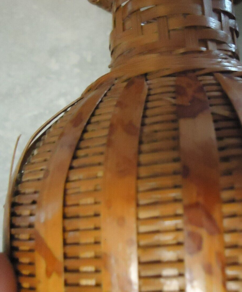 VTG Wicker Woven Basket Bud Vase Decor Tortoise Shell Natural Earthy ...