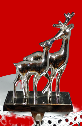 Christmas Mantle Stocking Hanger Mother and Fawn Deer Chrome | eBay