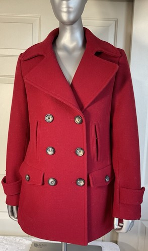 Talbots Wool Blend Double Breasted Pea Coat Women Size 6 Black Buttons ...