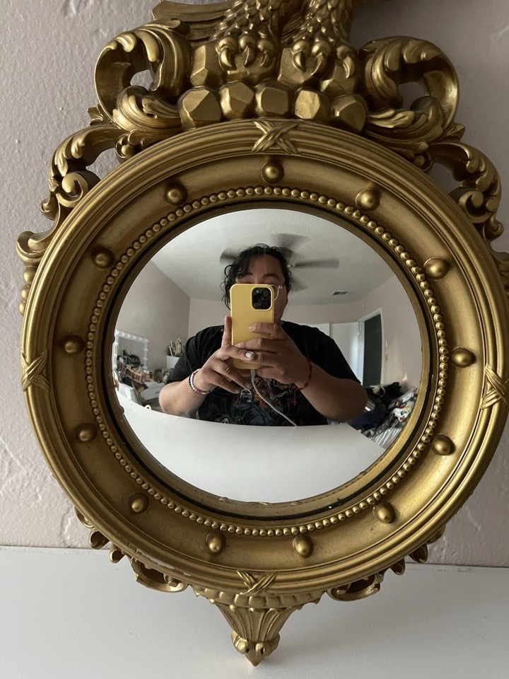 Syroco Convex 16” Bullseye Mirror Bald Eagle Federal Regency Style ...