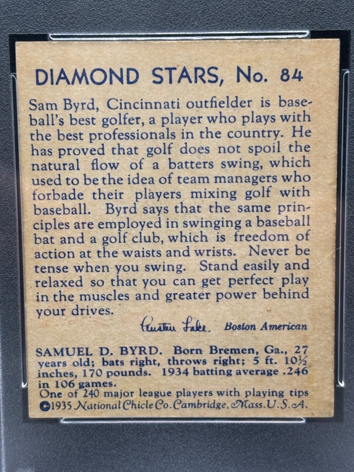 1935 Diamond Stars Sam Byrd Blue Back #84 PSA 5 in Ex condition | eBay