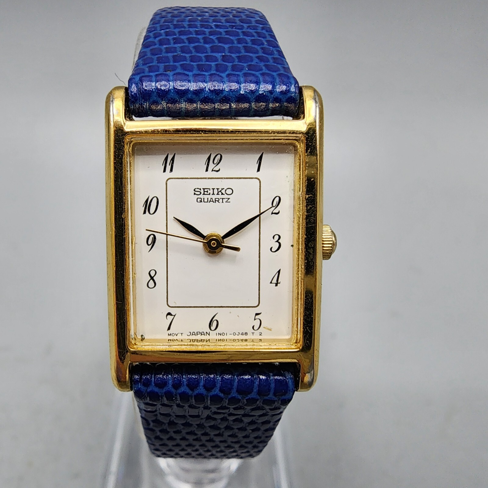 VTG Seiko Tank Watch Women 18mm White Dial Gold Tone Rectangle 1N01 ...