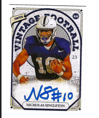 NICHOLAS SINGLETON 2023 ONYX VINTAGE FOOTBALL ON CARD ROOKIE AUTO BLUE ...