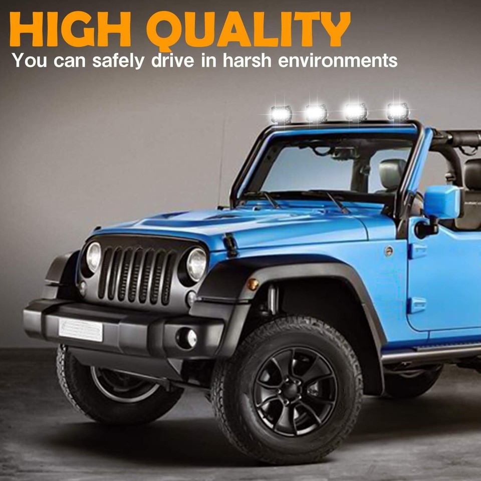 Pair 4" INCH Led Work Light Bar Strobe Flash Cube Pods Off-road Lamp ...