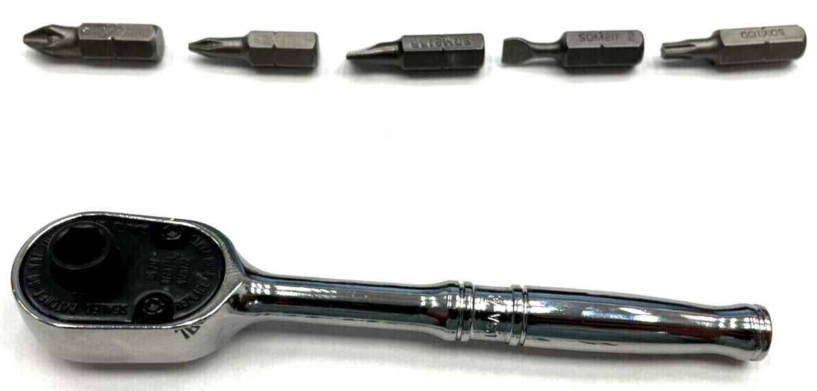 SNAP ON TM72SET 1/4" Hex Drive Chrome Magnetic Bit Ratchet w/ Bits NEW ...