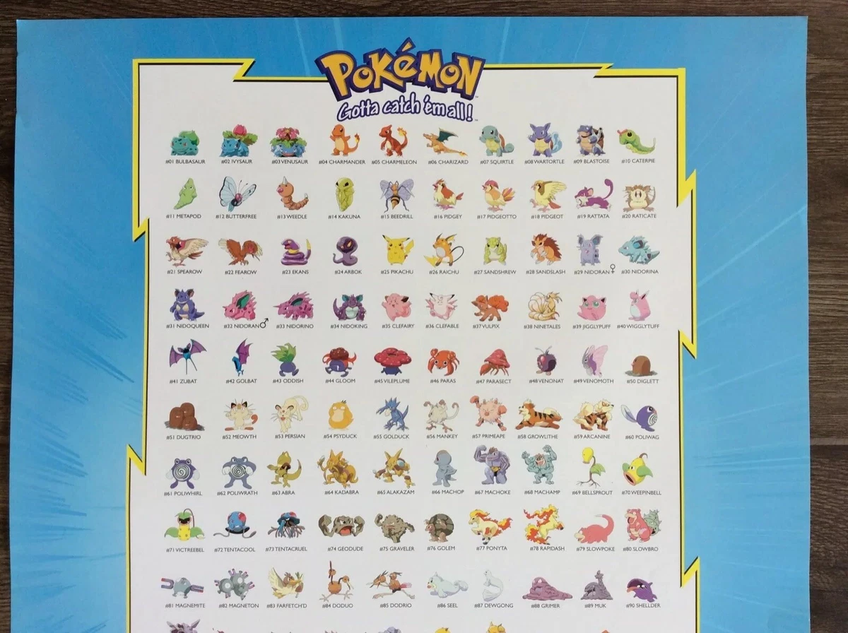 Original 150 Pokemon Poster