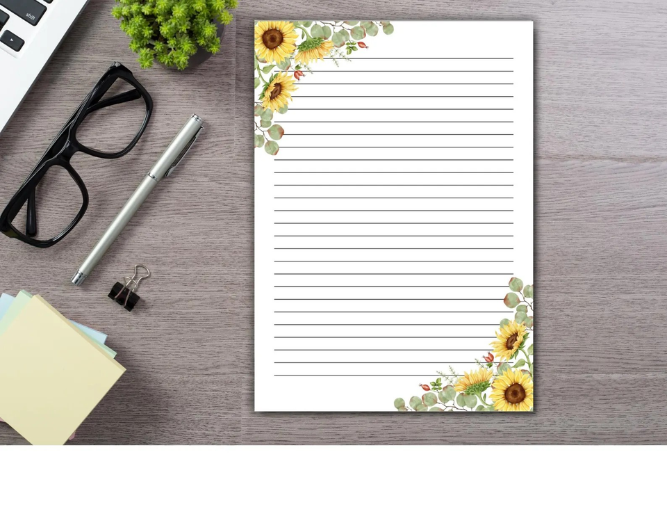 Sunflower Memo Pads, Writing Pad, Sunflower Stationary, Office Desk ...