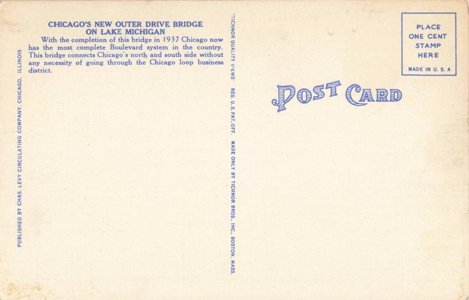 Postcard Outer Drive Bridge Lake Michigan Chicago Illinois IL Linen | eBay