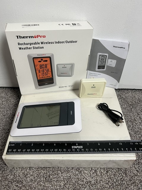 ThermoPro TP67 Rechargeable Indoor Outdoor Thermometer Wireless Weather ...