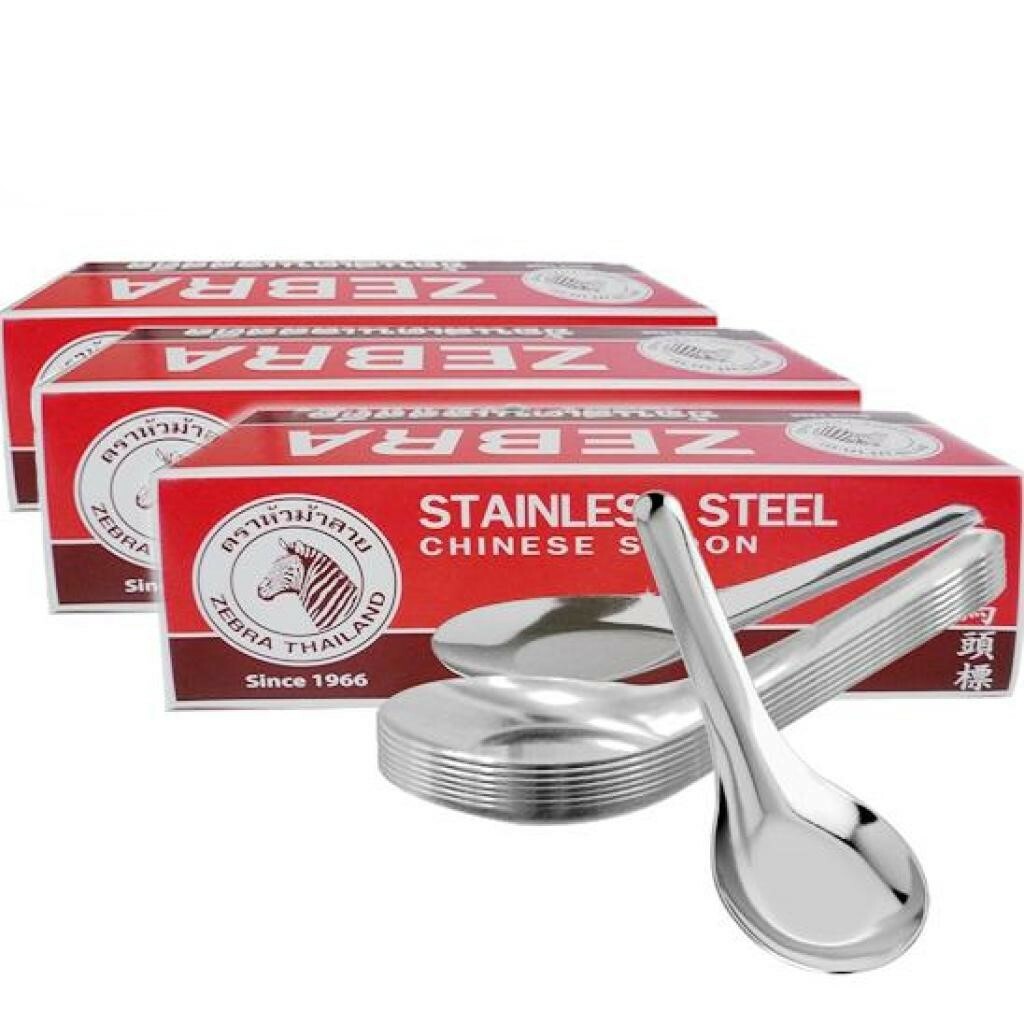 Zebra Thailand Stainless Steel Spoon Thai Chinese Asian Spoon - 36 Pcs ...