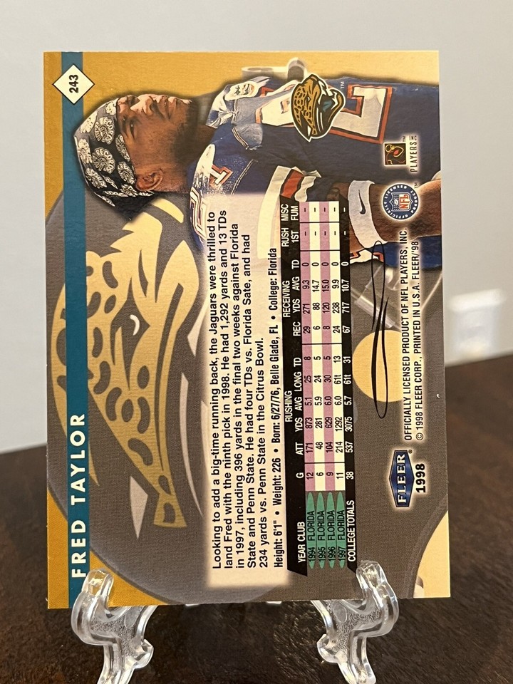 1998 Fleer Tradition Fred Taylor #243 Rookie RC Jacksonville Jaguars ...